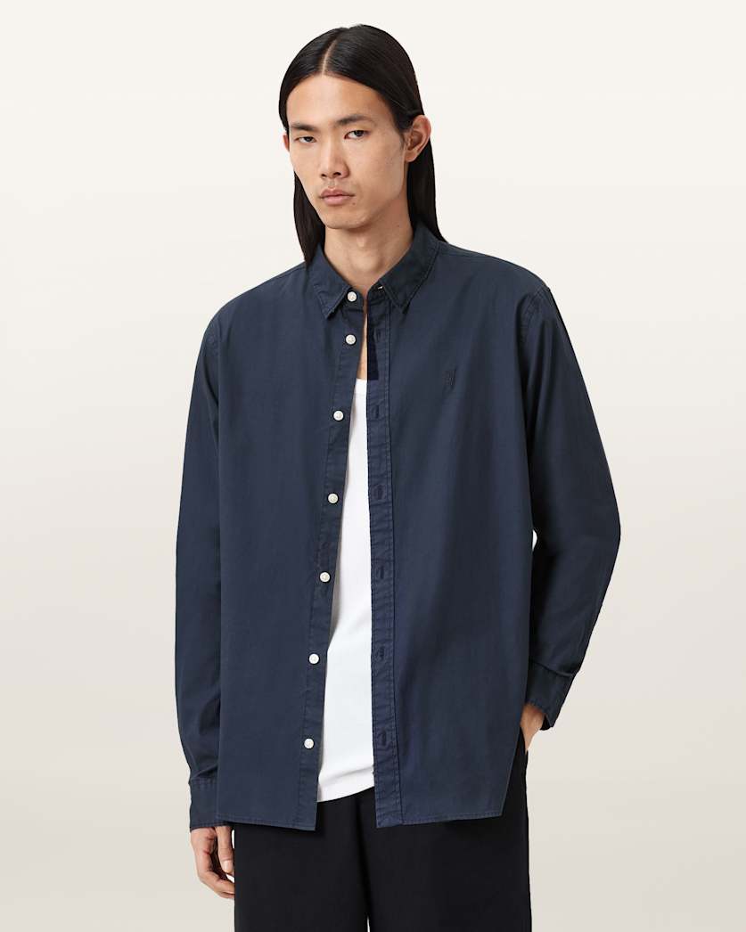 Hawthorne Ramskull Stretch Fit Shirt DEEP WATER BLUE | ALLSAINTS